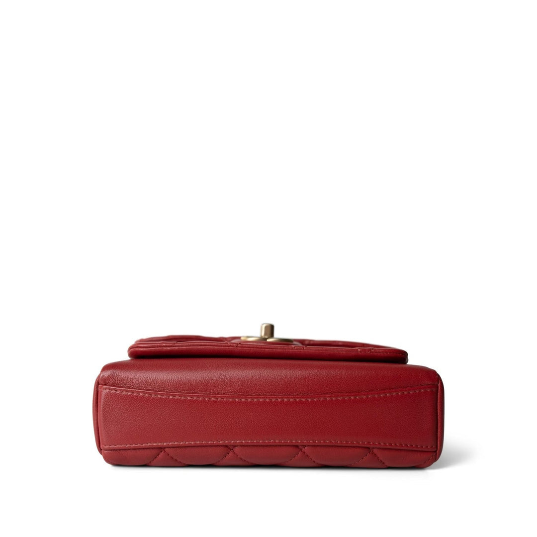 Red Lambskin Quilted Single Flap Chain Leather Link Bag – REDELUXE