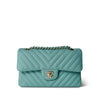 Tiffany Blue Caviar Chevron Quilted Classic Flap Small LGHW – REDELUXE