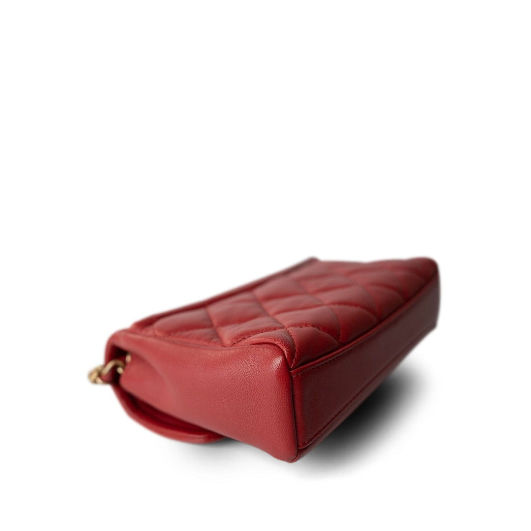 Red Lambskin Quilted Single Flap Chain Leather Link Bag – REDELUXE