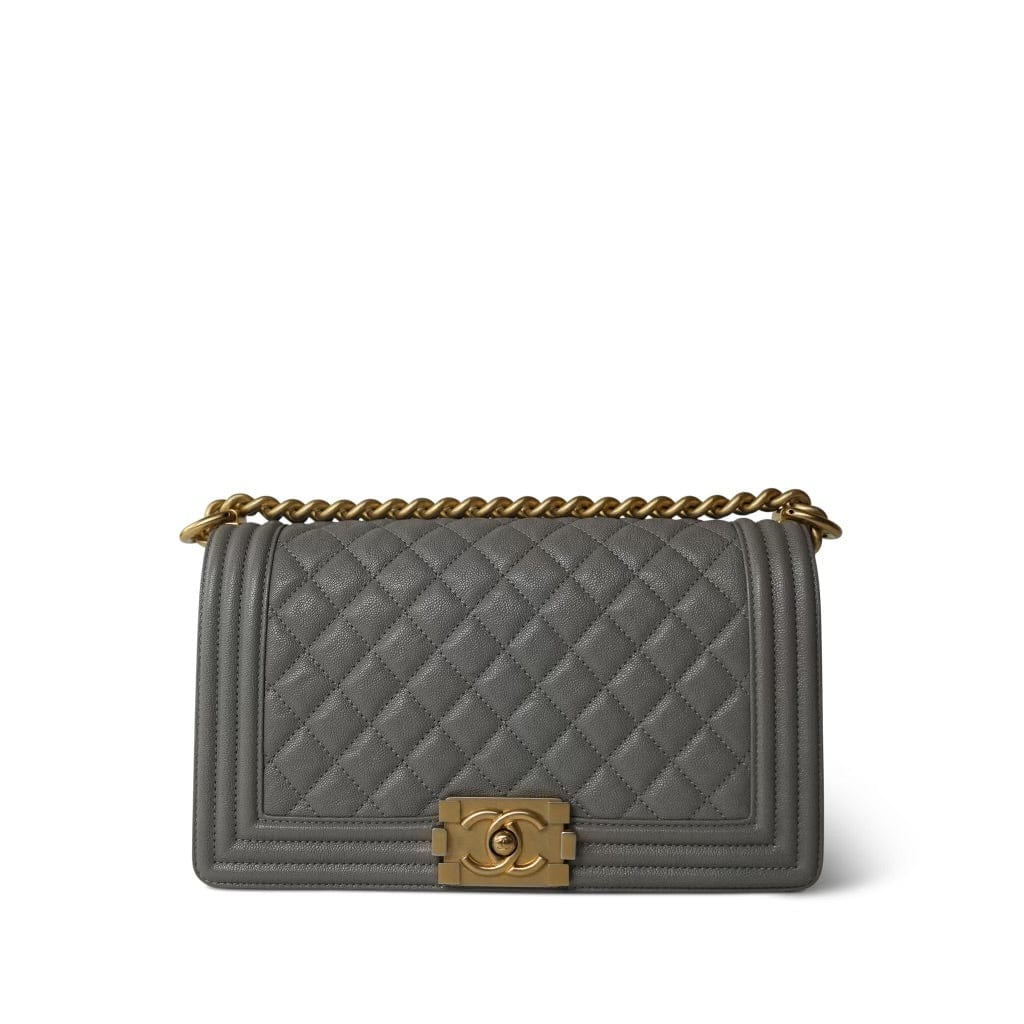Grey Caviar Quilted Boy Bag Old Medium Aged Gold Hardware – REDELUXE