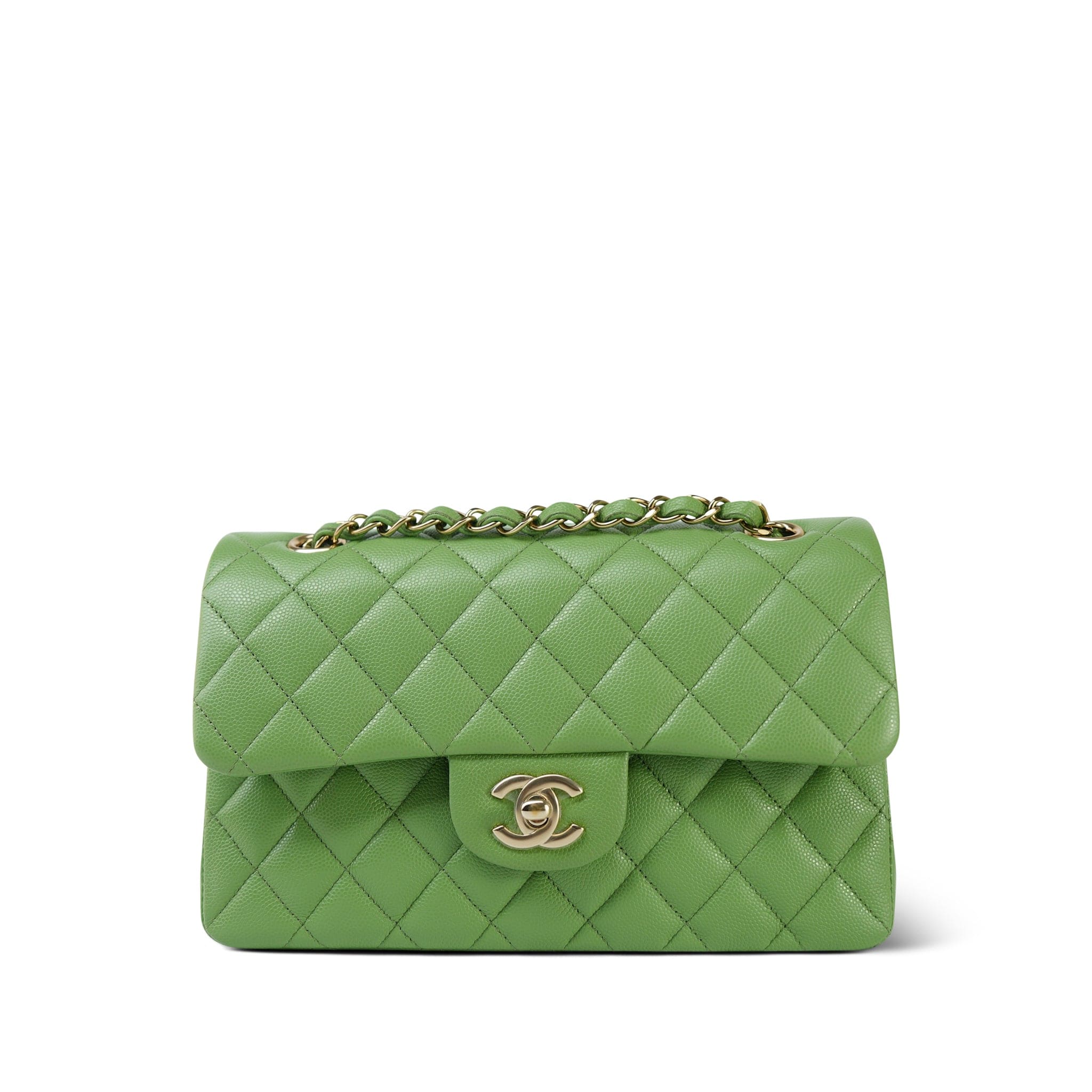 23C Green Caviar Quilted Classic Flap Small LGHW – REDELUXE