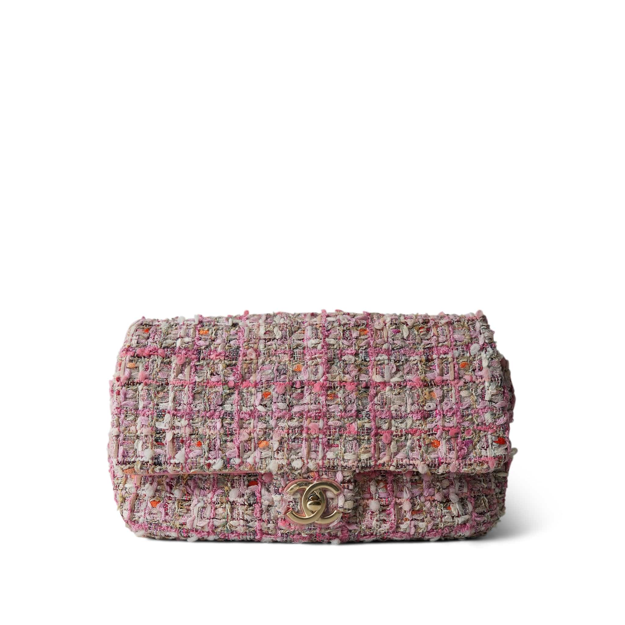 Pink Tweed Quilted Pearl Handle Flap Bag Large LGHW – REDELUXE