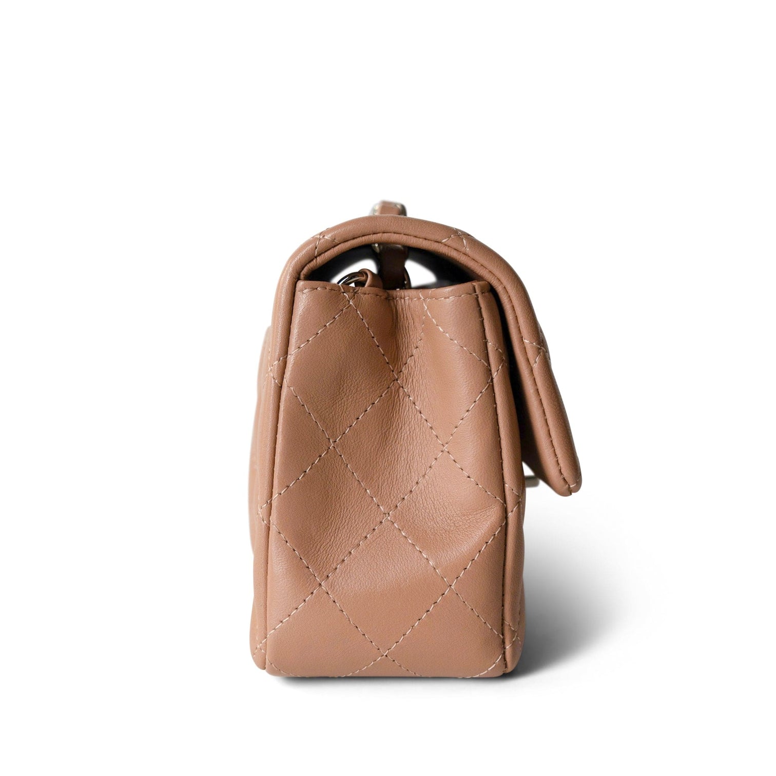 Light Caramel Quilted Mini Rectangular Silver Hardware – REDELUXE