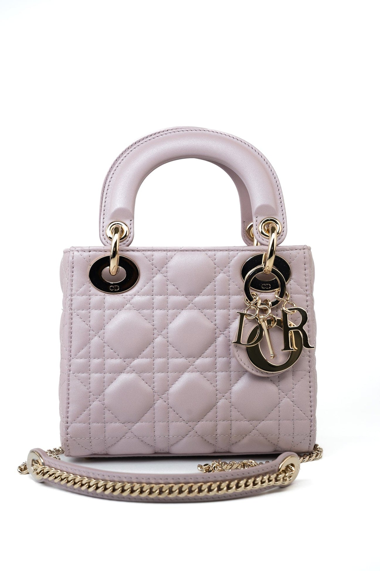 Christian Dior Mini Lady Dior Lotus Cannage Pale Lilac Pink Pearlescen ...
