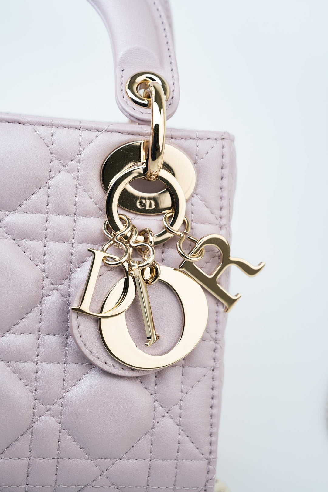 Christian Dior Mini Lady Dior Lotus Cannage Pale Lilac Pink Pearlescen ...