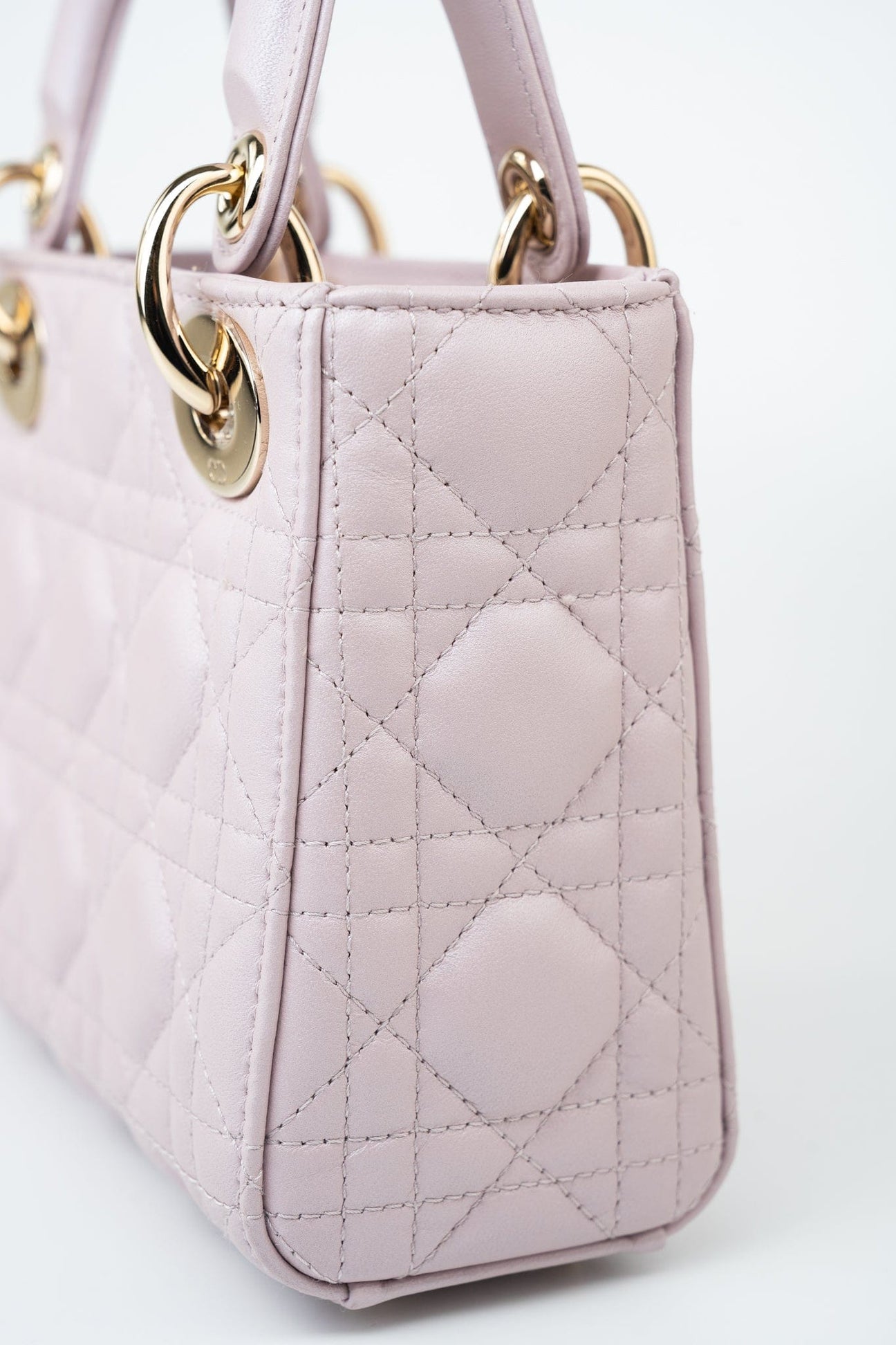 Christian Dior Mini Lady Dior Lotus Cannage Pale Lilac Pink Pearlescen ...