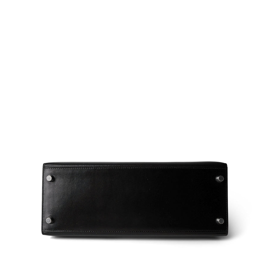 Kelly Sellier 28 Black Box Calfskin Palladium Plated [B] Stamp – REDELUXE